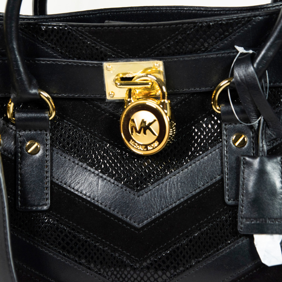 MICHAEL Michael Kors | Bags | New Black Chevron Michael Kors Lock ...